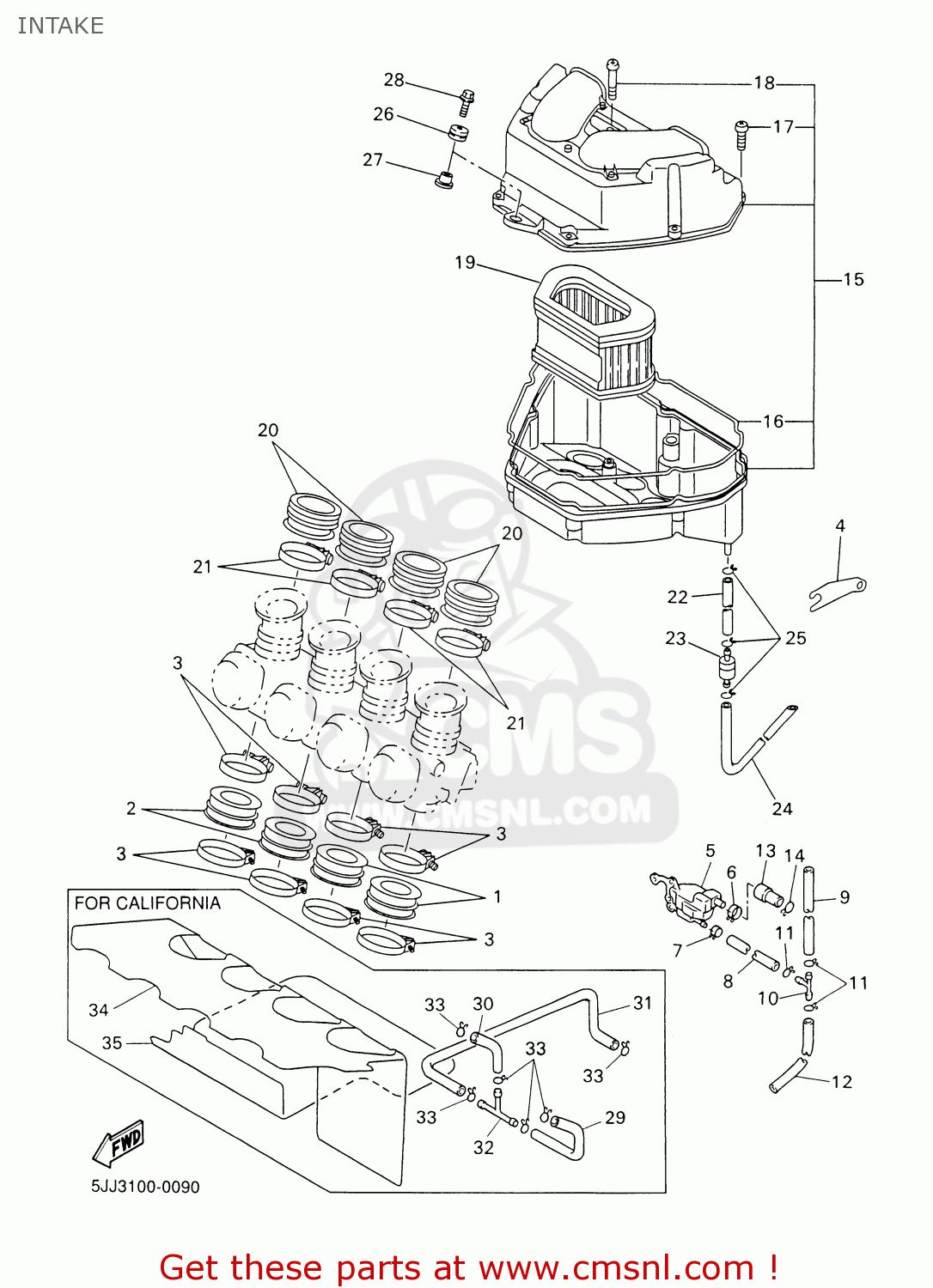 SURGE TANK ASSY for YZF-R1 2000 5JJ1 BELGIUM 105JJ-300E2 - order at CMSNL