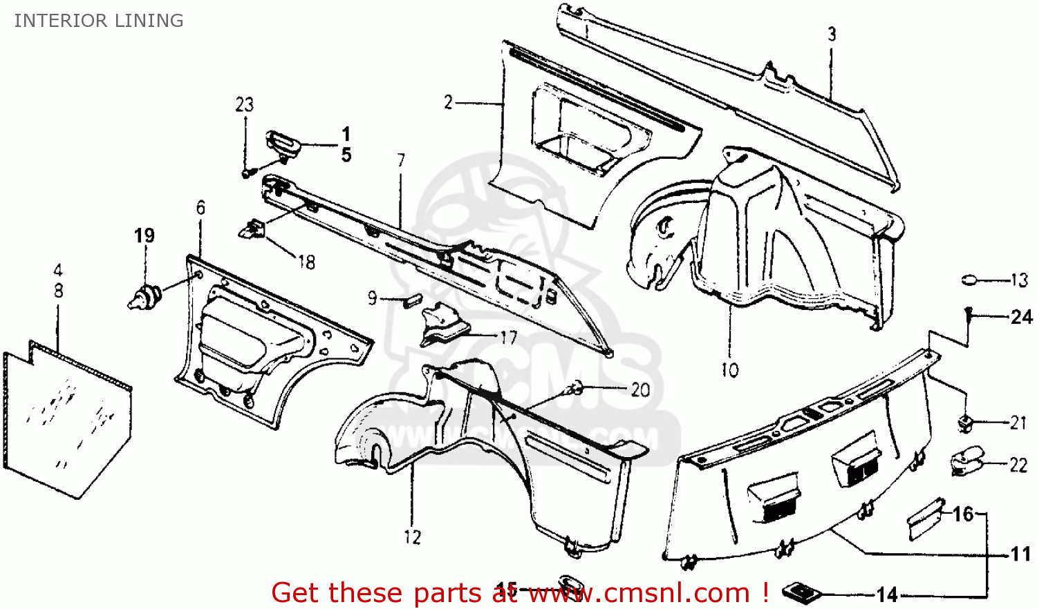 73825671661ZD: Trim, R. Side *r15l* Honda - buy the 73825-671-661ZD at ...