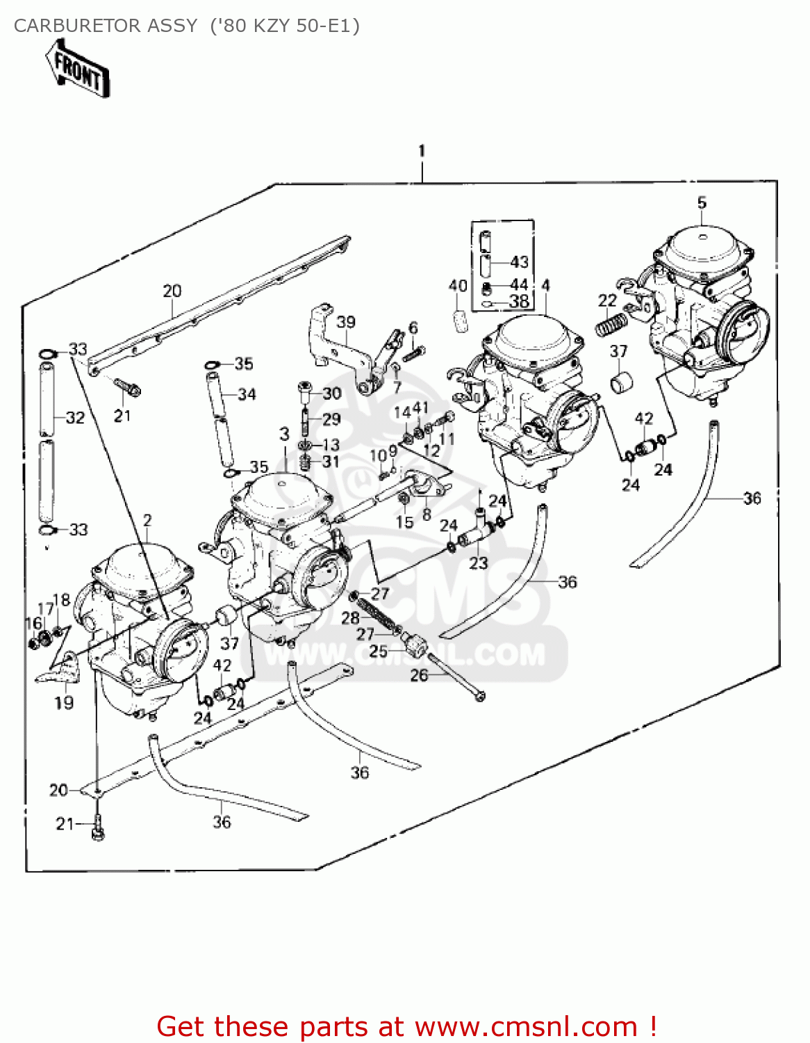 Kawasaki 190197 CARBURETOR ASSY ('80 KZY 50-E1) - buy original ...