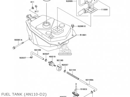 Kawasaki AN110D2 KAZER 2000 CANADA parts lists and schematics