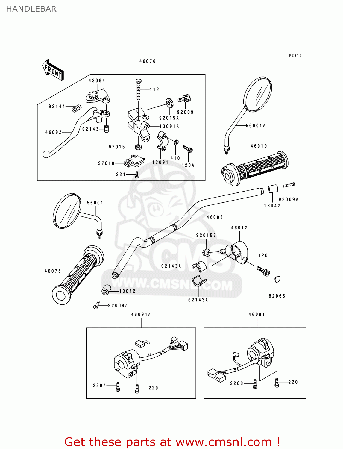 Kawasaki BJ250A3 ESTRELLA 1995 FG HANDLEBAR - buy original HANDLEBAR ...