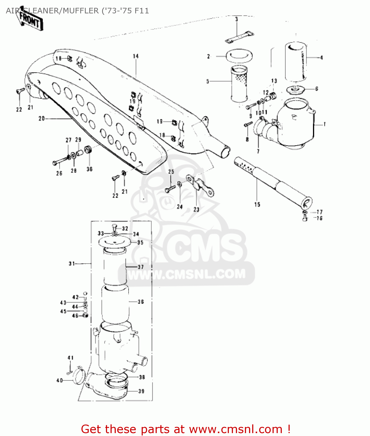 Kawasaki F11 1973 USA AIR CLEANER/MUFFLER ('73-'75 F11 - buy original ...