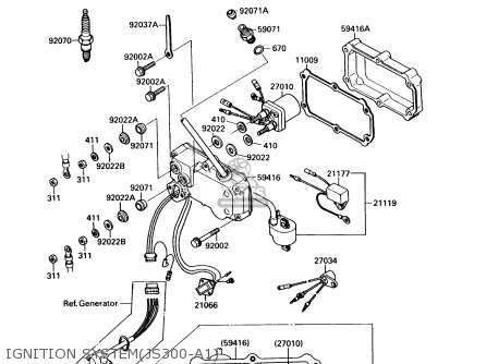 Kawasaki JS300-A1 JETSKI300SX 1987 USA parts lists and schematics