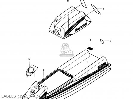 Kawasaki JS550-A7 JETSKI550 1988 USA parts lists and schematics