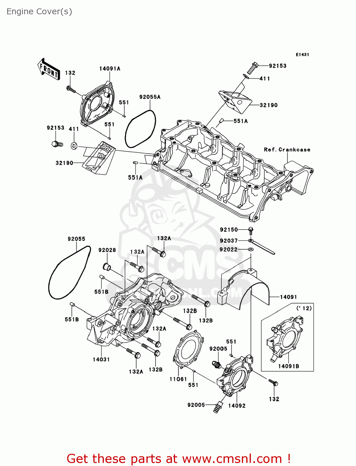 Kawasaki JT1500-KDF JETSKI ULTRA LX 2013 USA Engine Cover(s) - buy ...