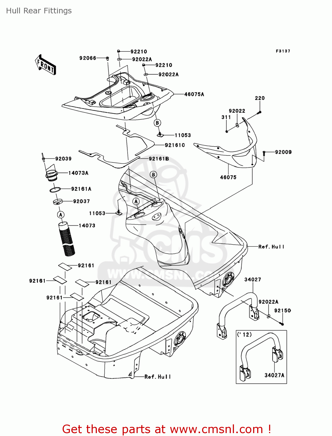 Kawasaki JT1500-KDF JETSKI ULTRA LX 2013 USA Hull Rear Fittings - buy ...
