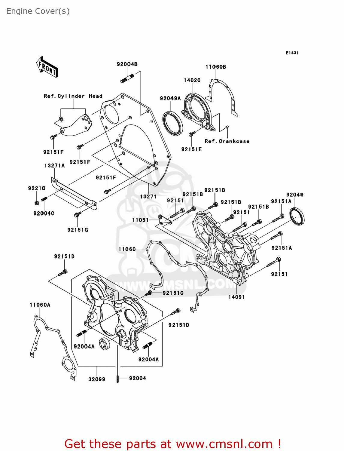 Kawasaki KAF950-FCF MULE4010 2012 USA / DIESEL 4X4 Engine Cover(s ...