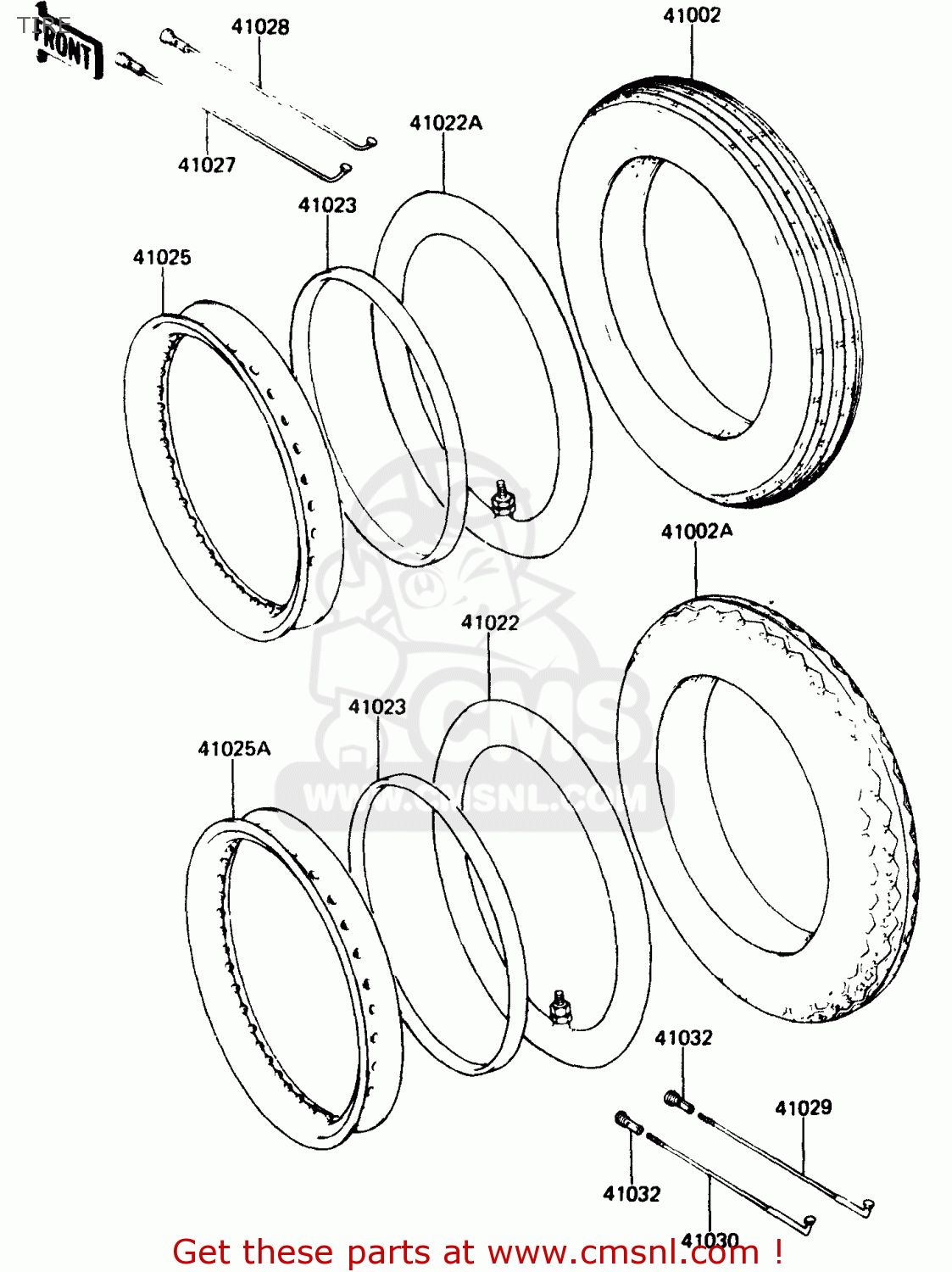 Kawasaki KH125K1 1982 USA TIRE - buy original TIRE spares online