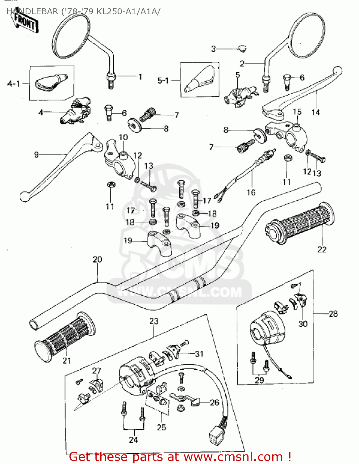 Kawasaki KL250A3 KLR250 1980 CANADA HANDLEBAR ('78-'79 KL250-A1/A1A ...