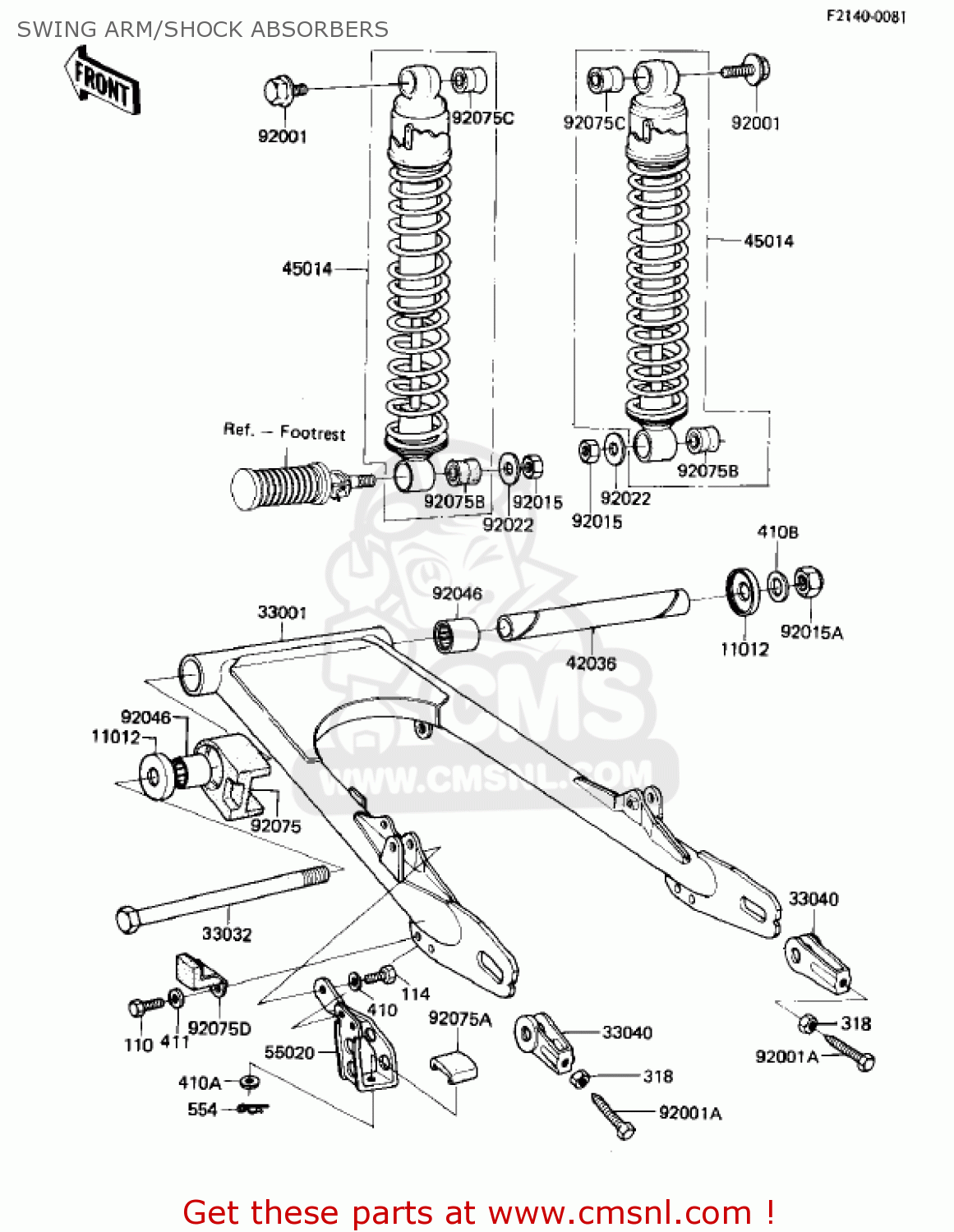 Kawasaki KL250A5 KLR250 1982 USA CANADA SWING ARM/SHOCK ABSORBERS - buy ...