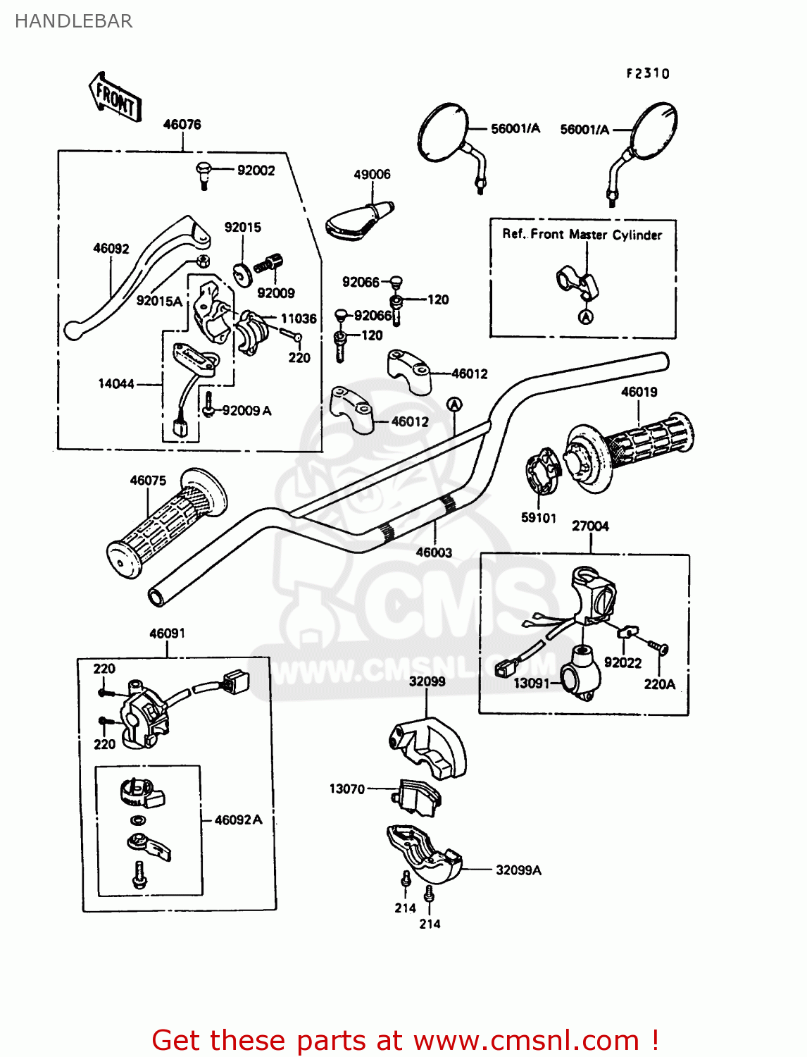 Kawasaki KL250D5 KLR250 1988 EUROPE UK FG GR HANDLEBAR - buy original ...