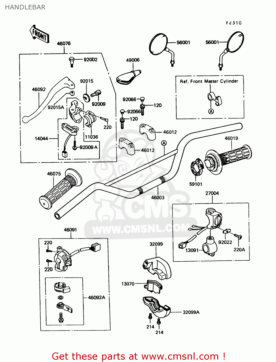 Kawasaki KL250D8 KLR250 1991 USA CALIFORNIA CANADA HANDLEBAR - buy ...