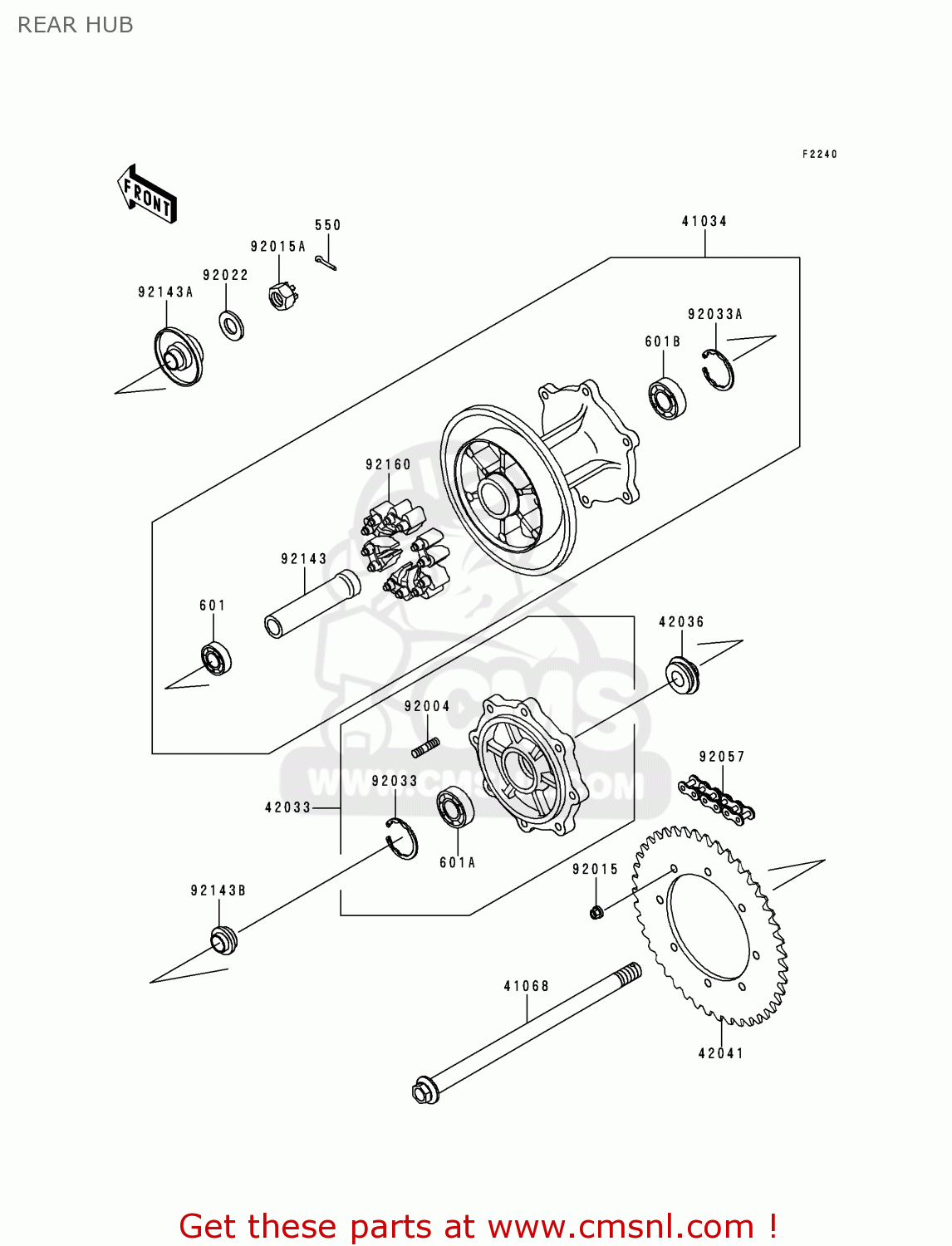 Kawasaki KL650C6 KLR650 2000 CANADA REAR HUB - buy original REAR HUB ...