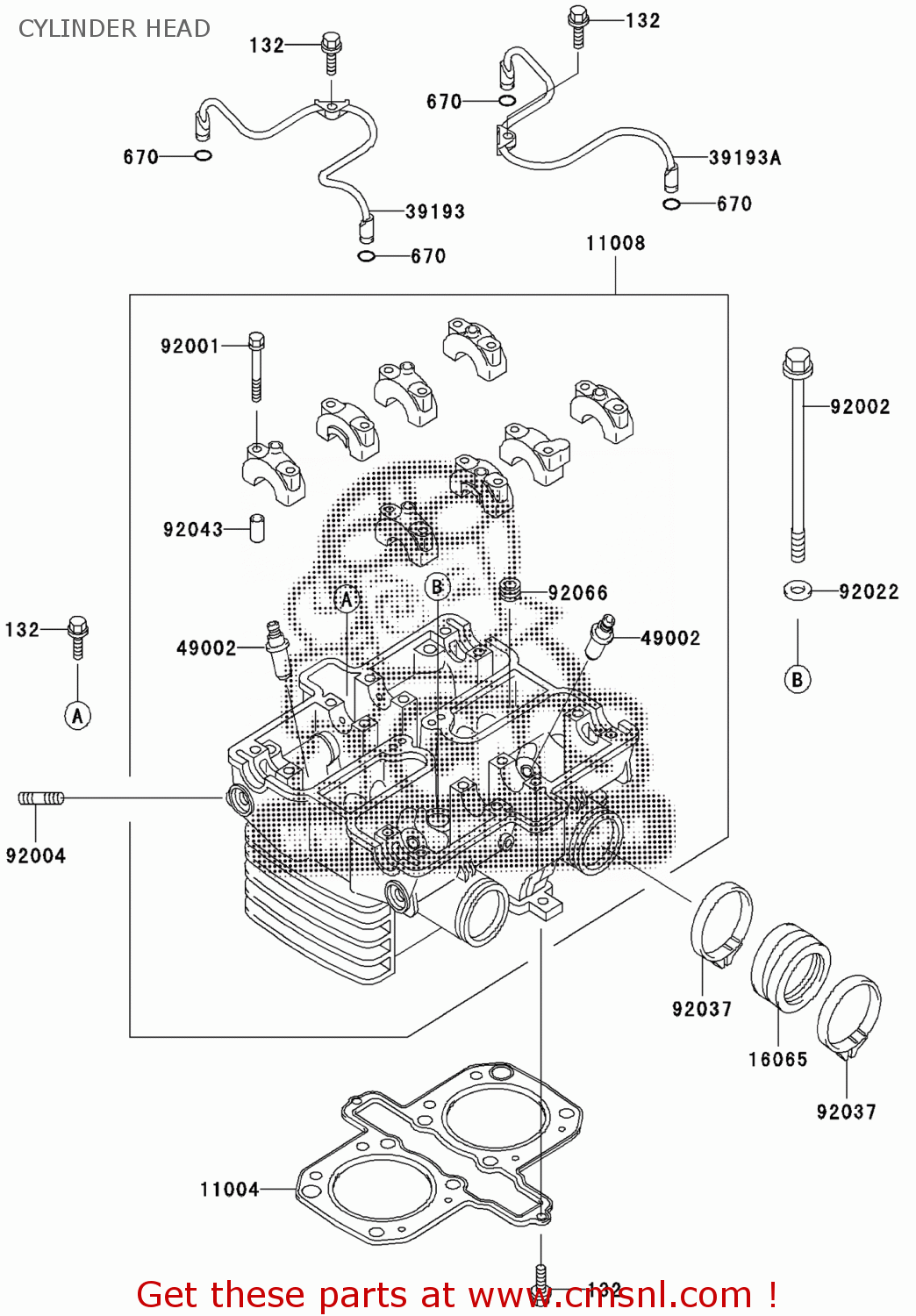 Kawasaki KLE500-A13 2003 EUROPE,MIDDLE EAST,AFRICA CYLINDER HEAD - buy ...