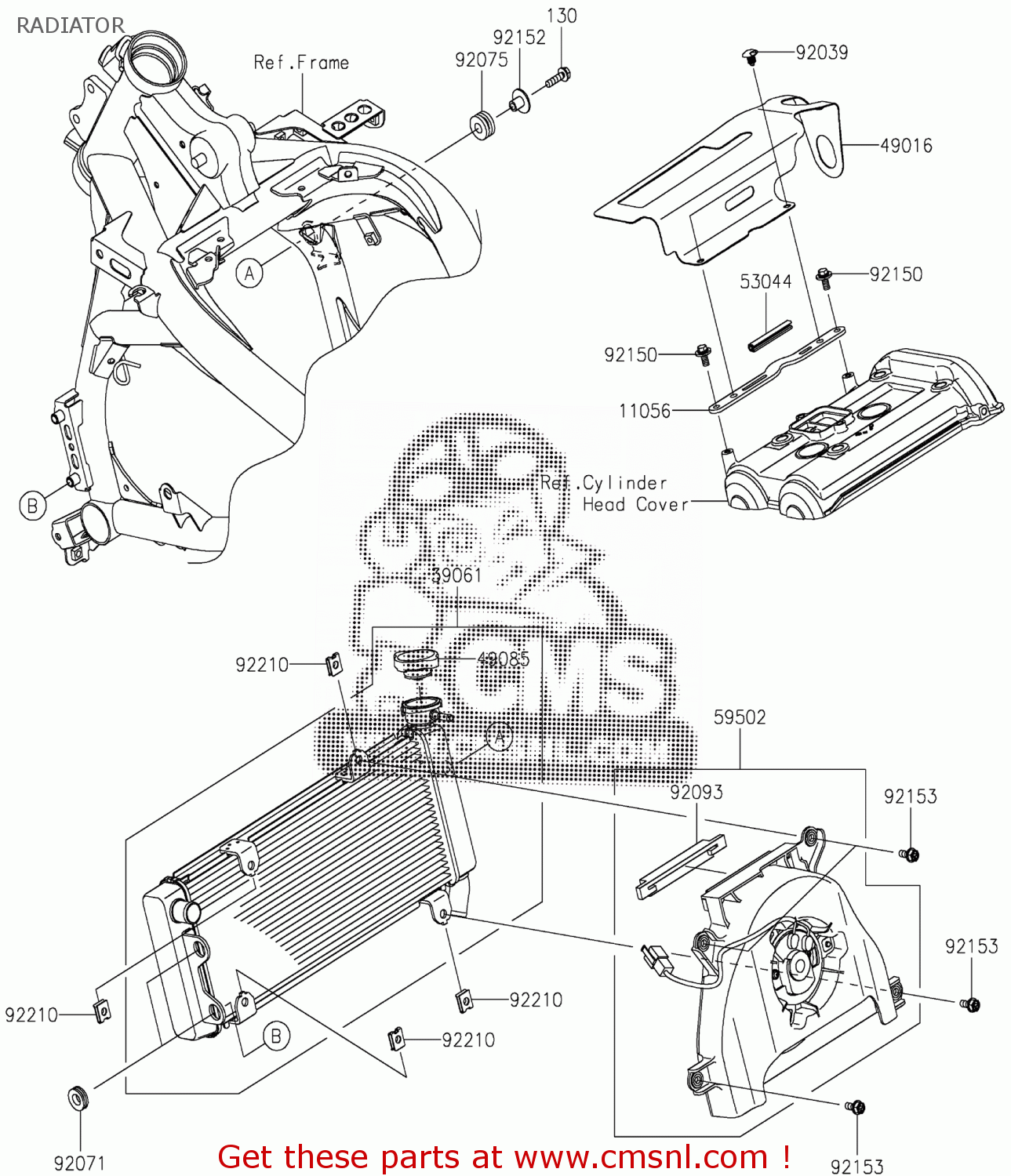 Kawasaki KLE650FKF VERSYS 650 2019 EUROPE,MIDDLE EAST,AFRICA RADIATOR ...