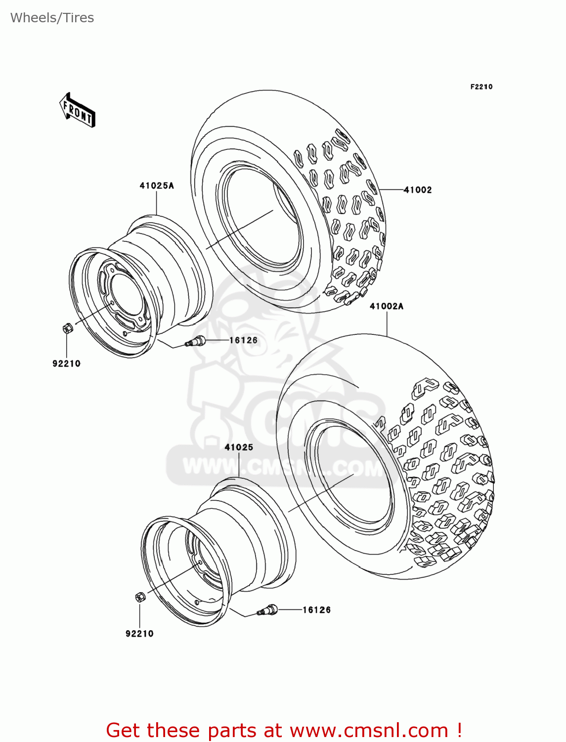 Kawasaki KLF220-A15 BAYOU220 2002 USA Wheels/Tires - buy original ...
