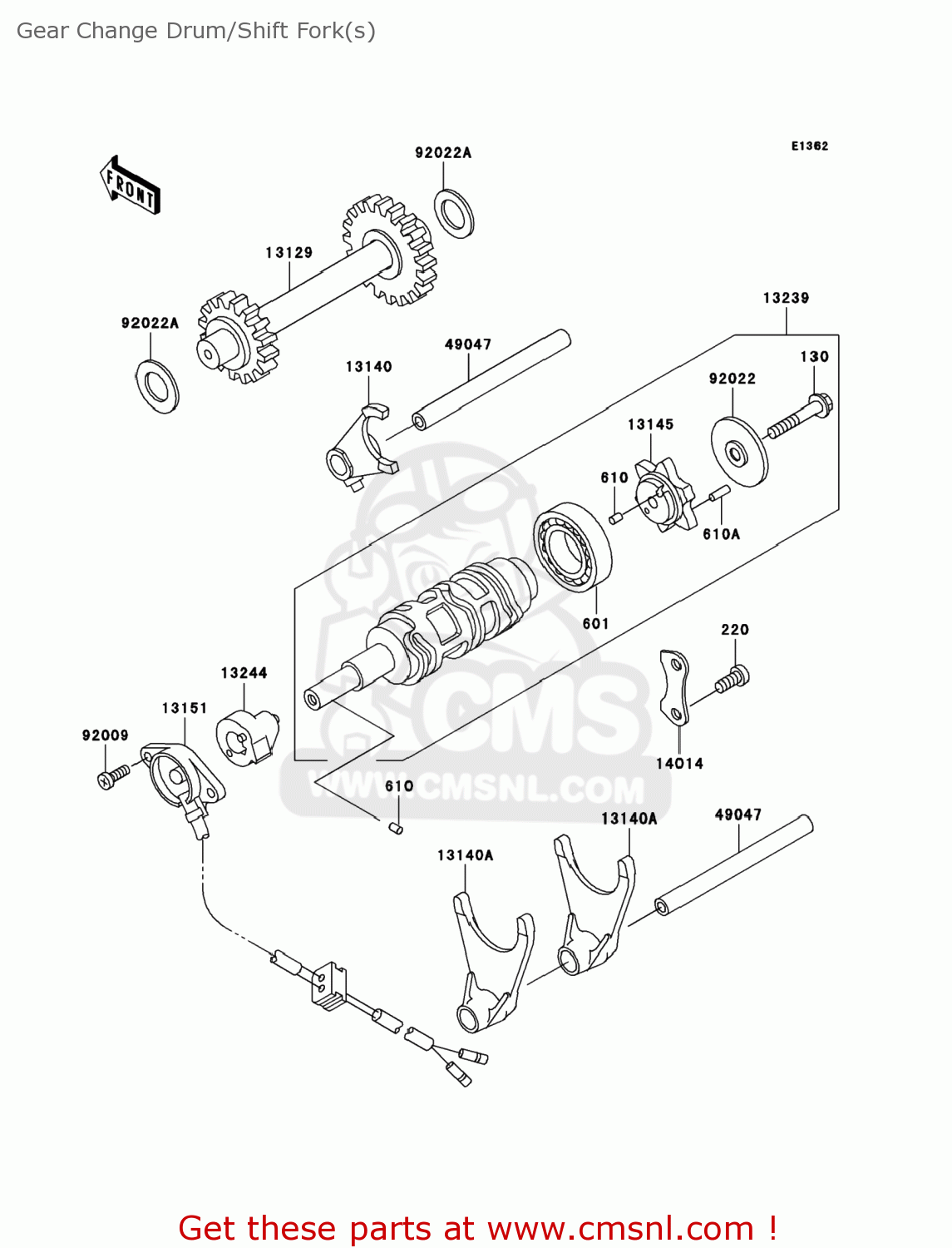 Kawasaki KLF250-A2 BAYOU250 2004 USA Gear Change Drum/Shift Fork(s ...