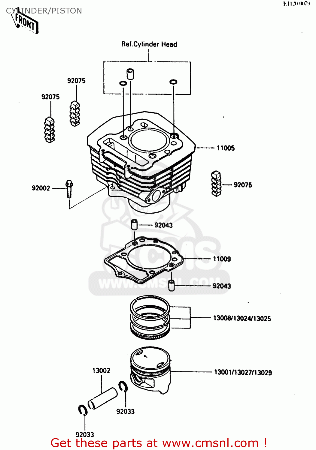 Kawasaki KLF300-A2 BAYOU300 1987 UNITED KINGDOM AS CYLINDER/PISTON ...