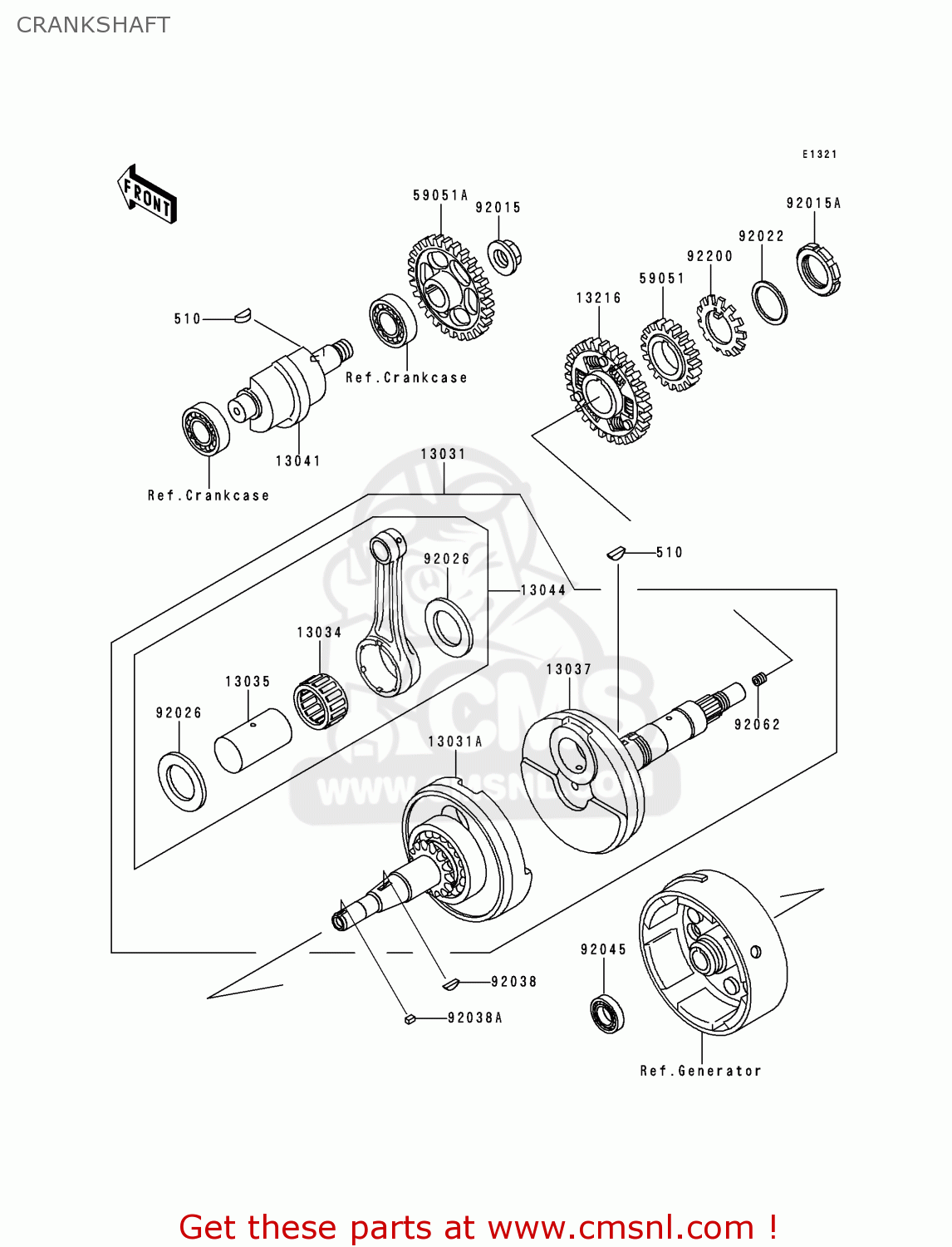 Kawasaki KLF300-B10 BAYOU300 1997 USA CANADA CRANKSHAFT - buy original ...
