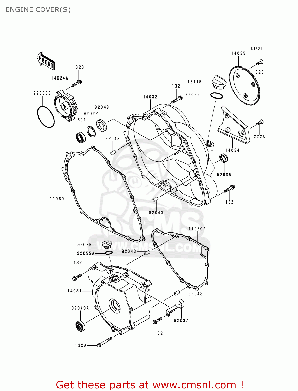 Kawasaki KLF300-B13 2000 EUROPE UK AS ENGINE COVER(S) - buy original ...