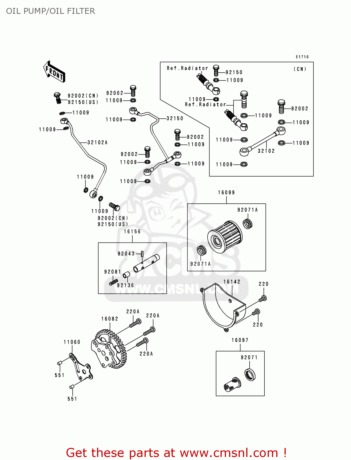 Kawasaki KLF300-C12 BAYOU3004X4 2000 USA CALIFORNIA CANADA OIL PUMP/OIL ...