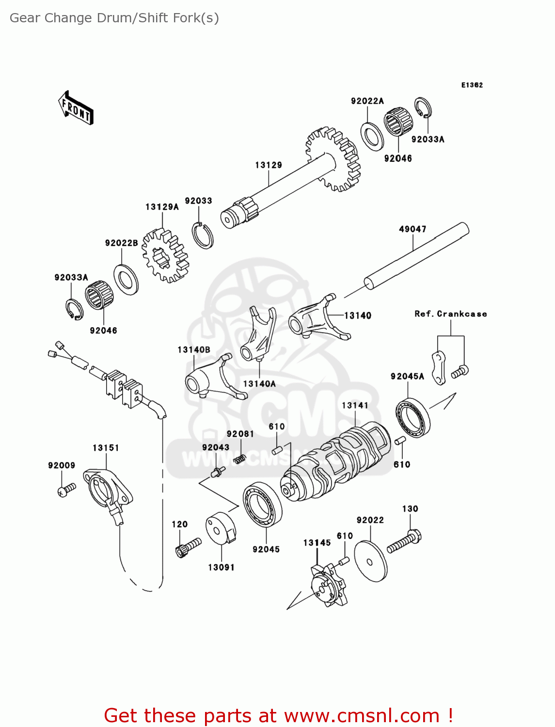 Kawasaki KLF300-C17 BAYOU300 4X4 2005 USA Gear Change Drum/Shift Fork(s ...