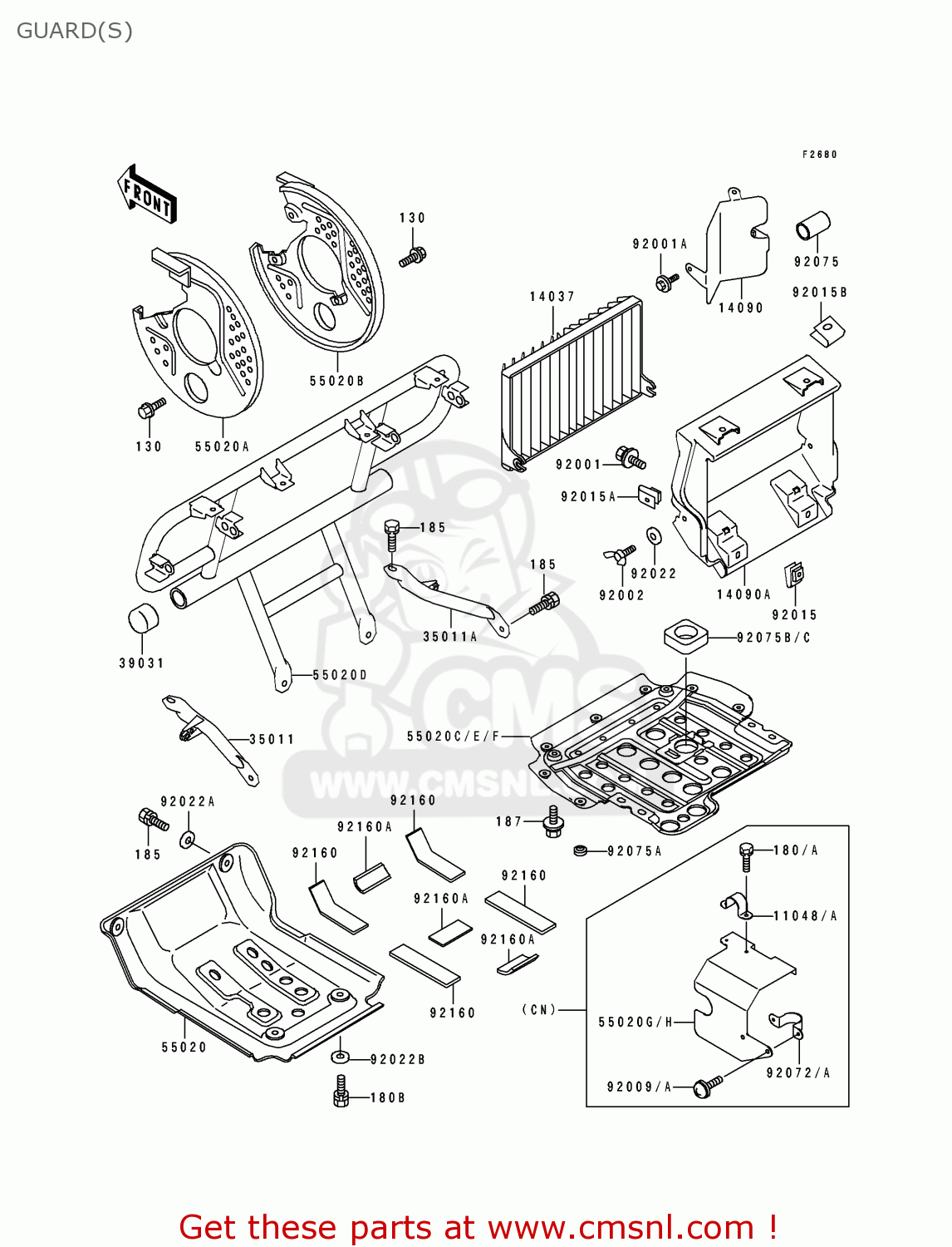 Kawasaki KLF400-B2 BAYOU4004X4 1994 USA CANADA GUARD(S) - buy original ...