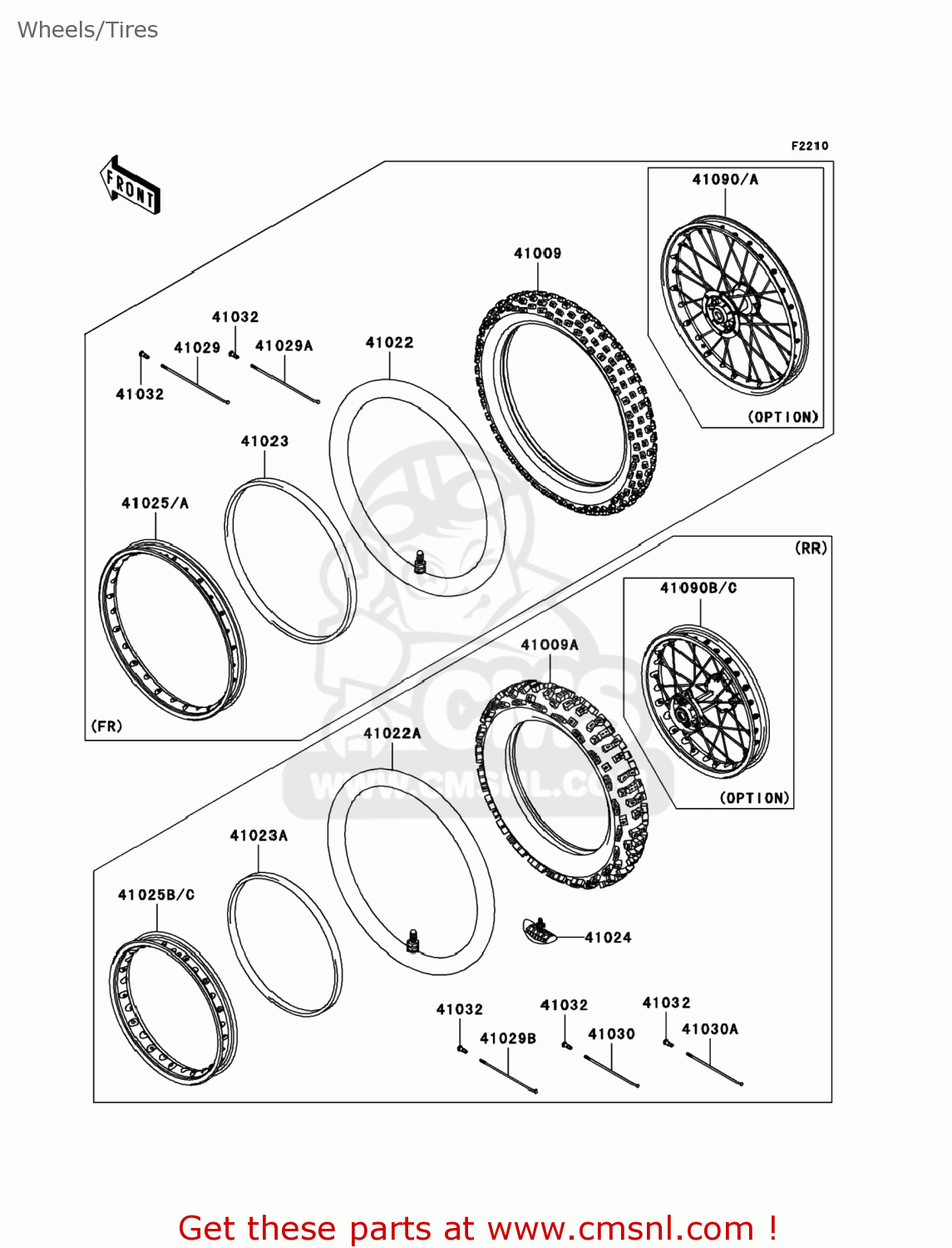 Kawasaki KLX140-B8F KLX140L 2008 USA Wheels/Tires - buy original Wheels ...