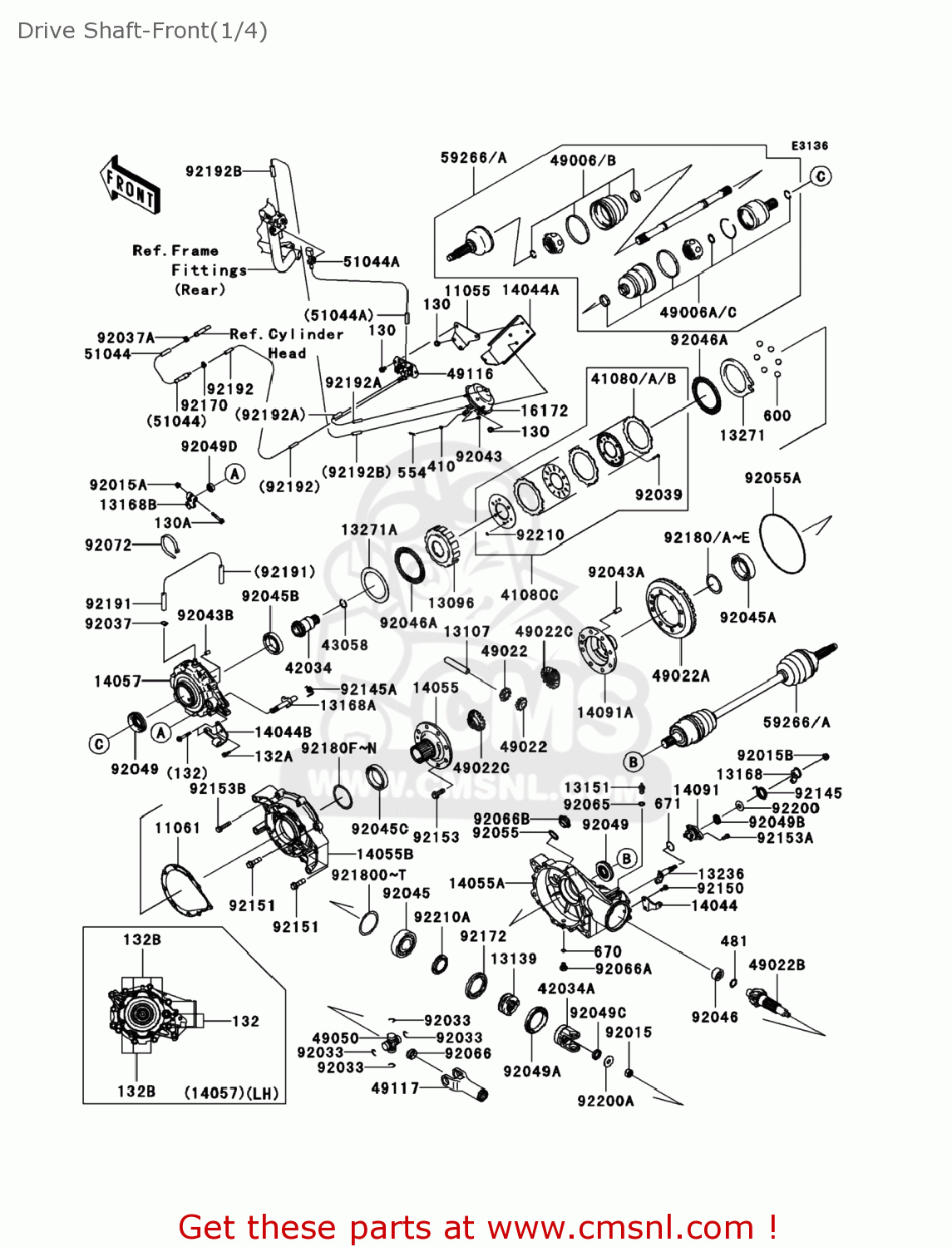 Kawasaki KRF750-K9F TERYX750 2009 USA / 4X4 LE Drive Shaft-Front(1/4 ...