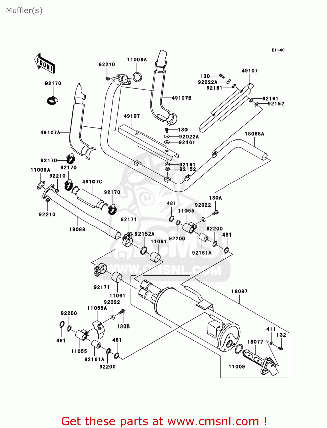 Kawasaki KRF750-K9F TERYX750 2009 USA / 4X4 LE Muffler(s) - buy ...