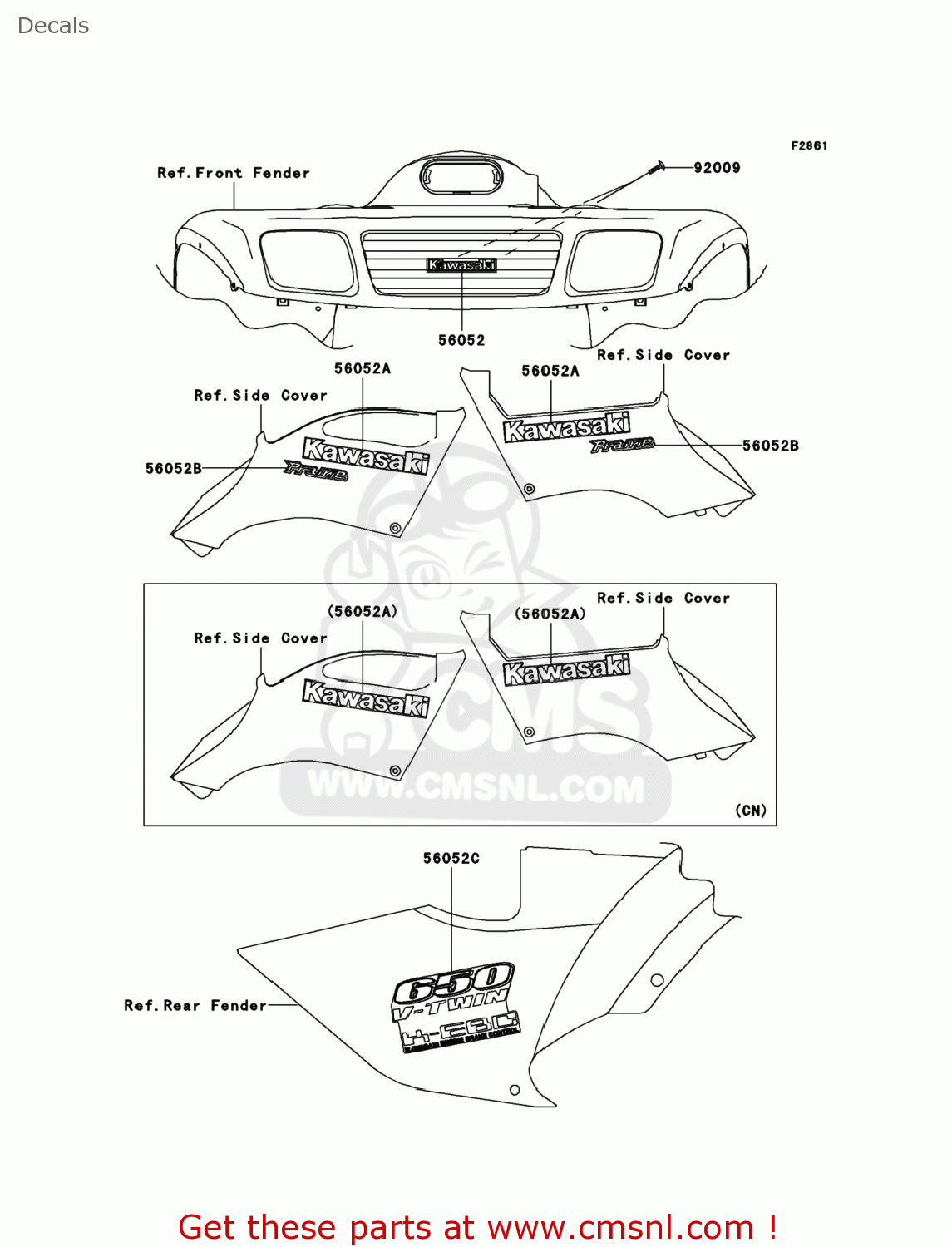 Kawasaki KVF650-B1 PRAIRIE650 2002 USA Decals - buy original Decals ...