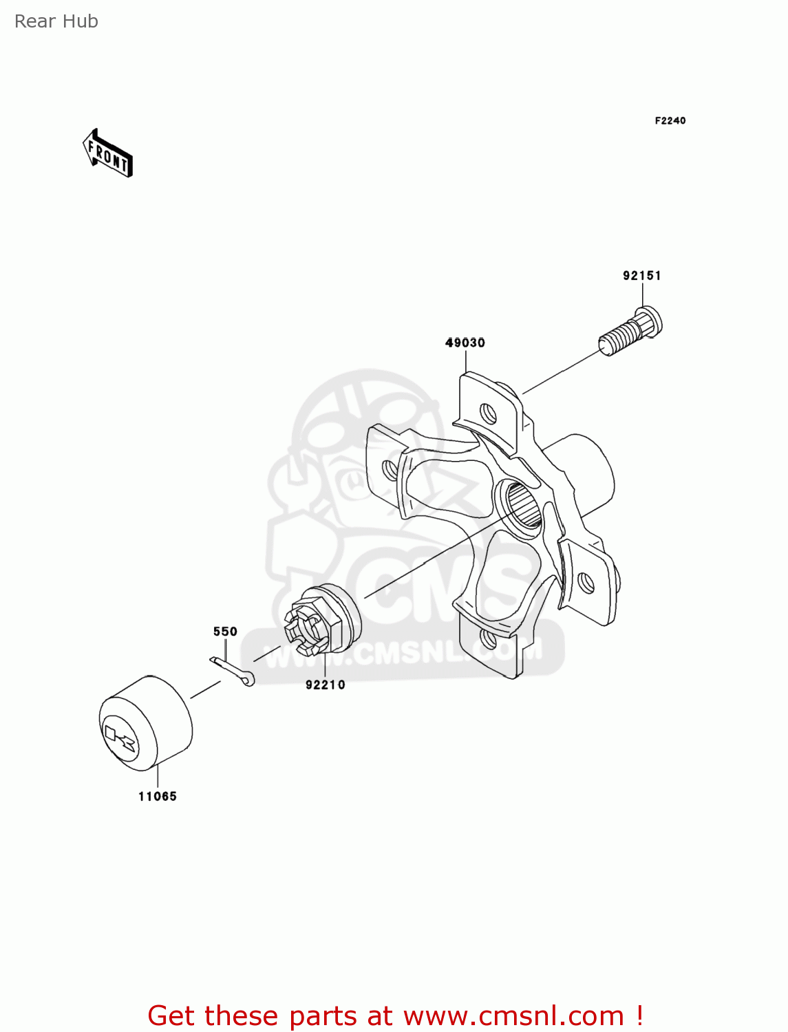 Kawasaki KVF650-D7F BRUTE FORCE 650 4X4 2007 USA Rear Hub - buy ...
