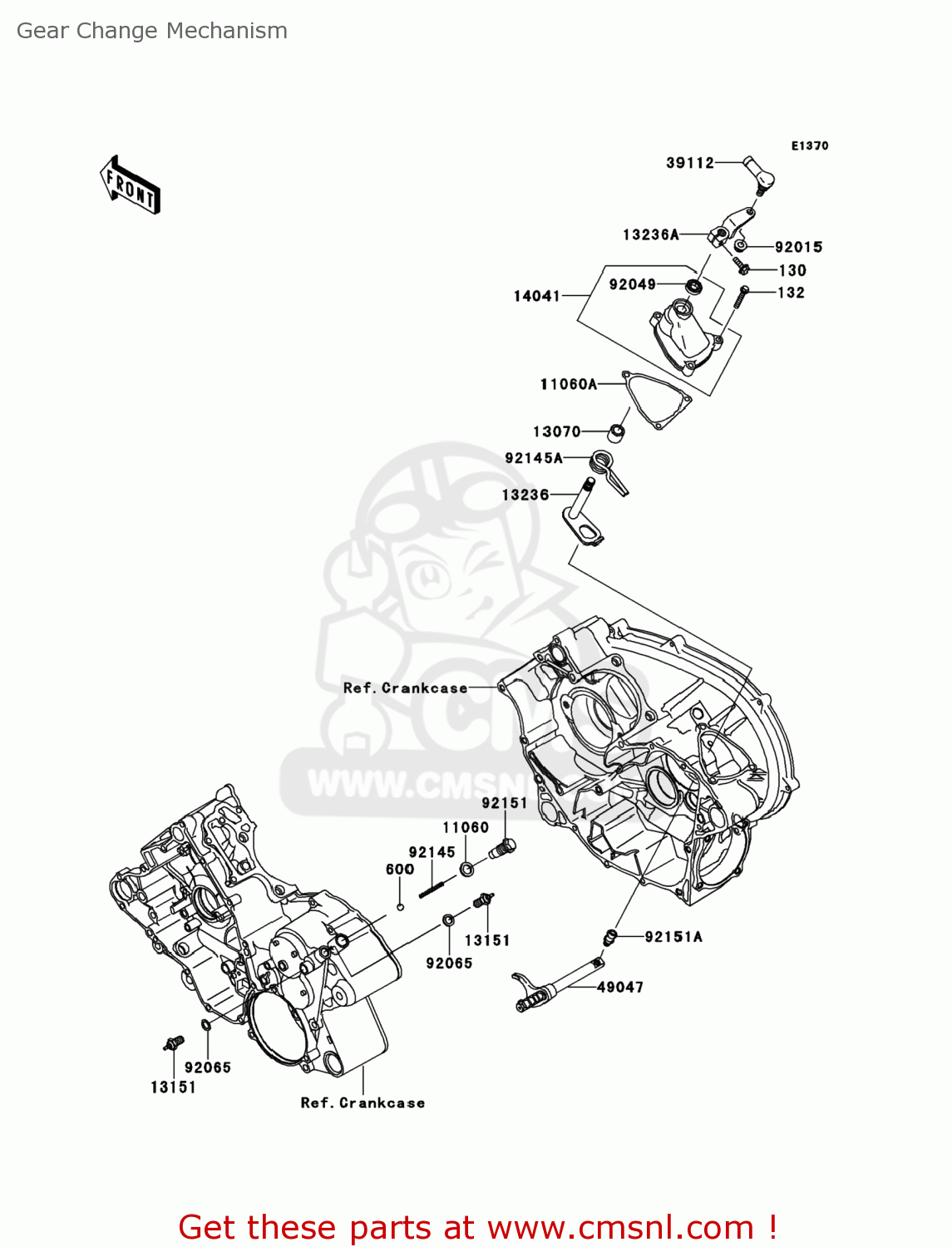 Kawasaki KVF750-D9F BRUTE FORCE 750 4X4I 2009 USA Gear Change Mechanism ...