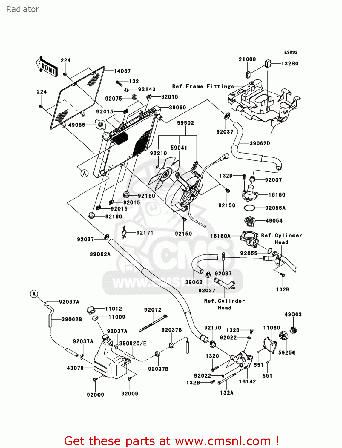 Kawasaki KVF750-D9F BRUTE FORCE 750 4X4I 2009 USA Radiator - buy ...