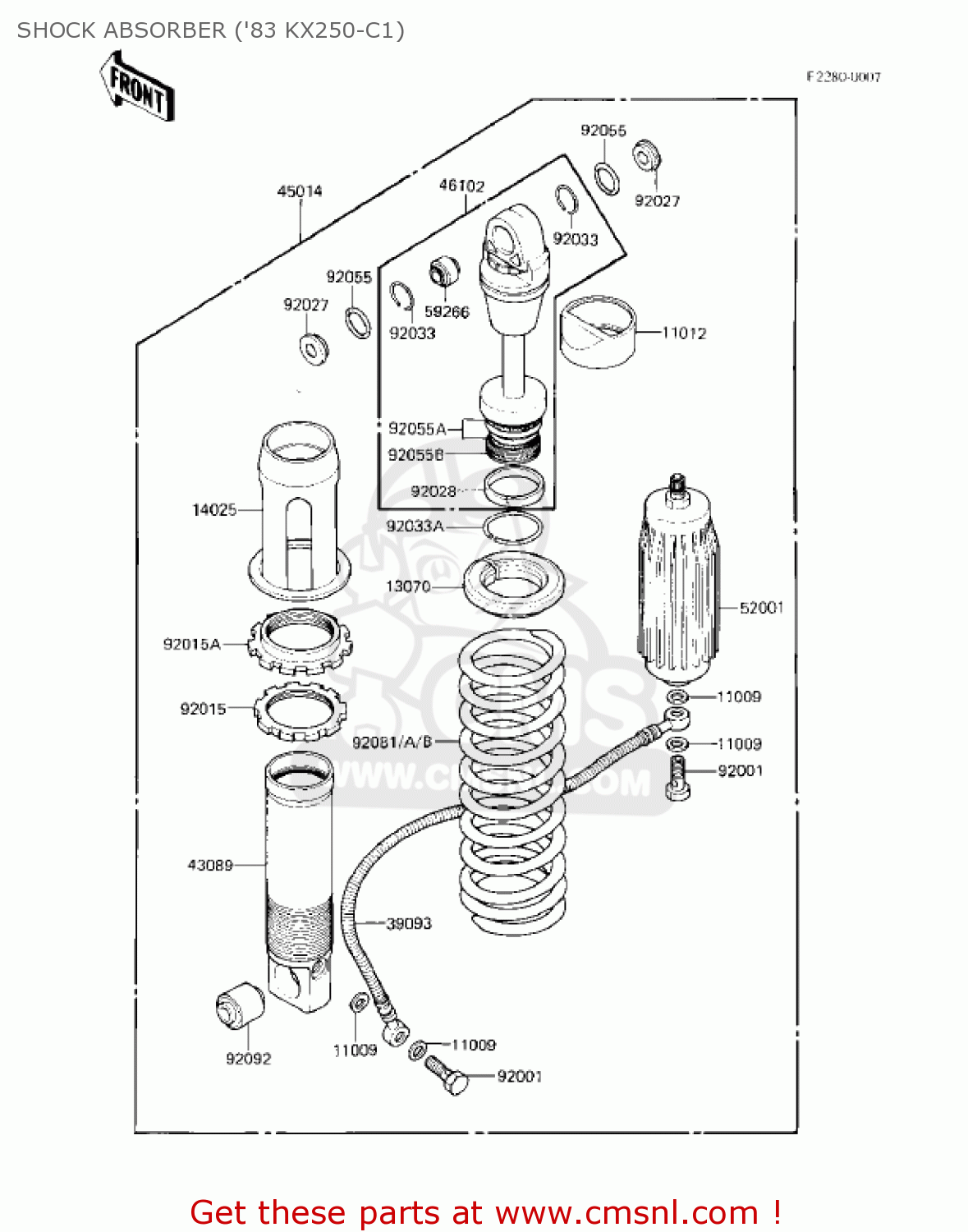 Kawasaki KX250-C1 KX250 1983 USA CANADA SHOCK ABSORBER ('83 KX250-C1 ...