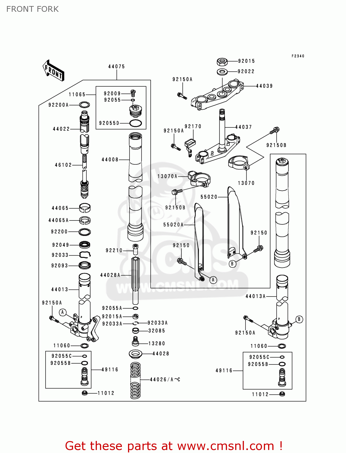 Kawasaki KX250-L2 2000 EUROPE AS FRONT FORK - buy original FRONT FORK ...