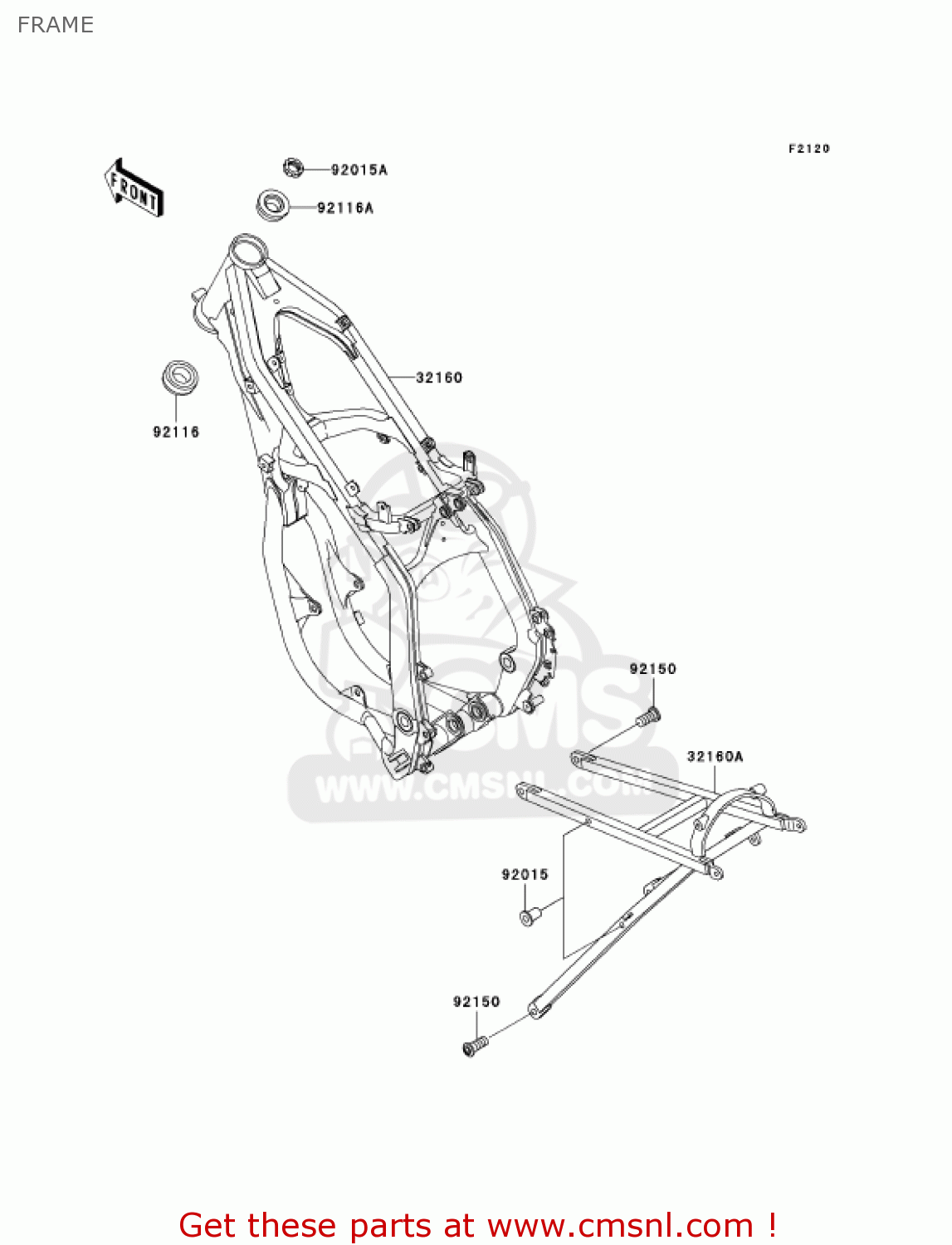Kawasaki KX250-L4 KX250 2002 USA CANADA FRAME - buy original FRAME ...