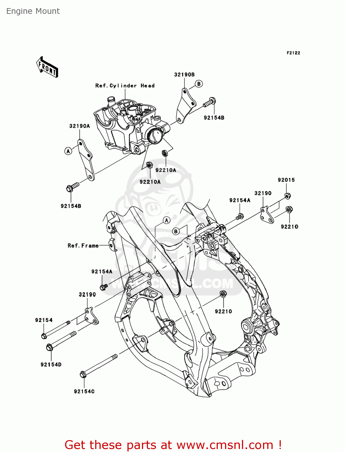 Kawasaki KX250-YBF KX250F 2011 USA Engine Mount - buy original Engine ...