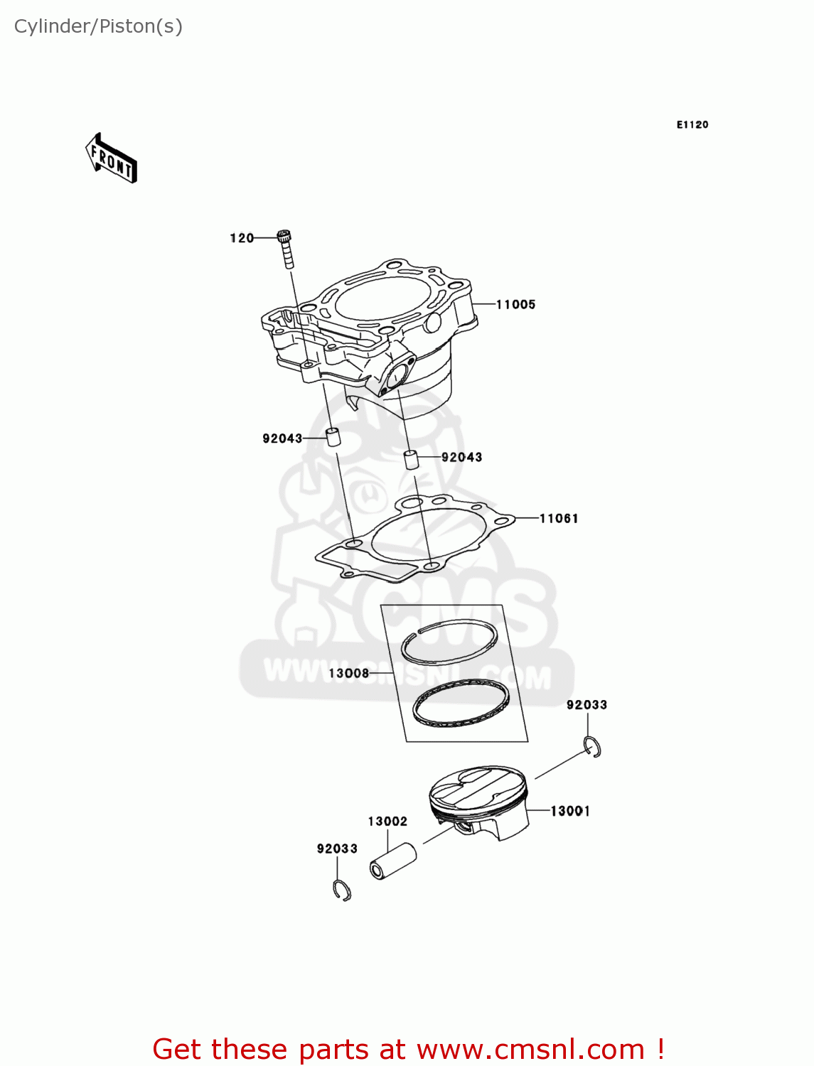 Kawasaki KX250-YCF KX250F 2012 USA Cylinder/Piston(s) - buy original ...