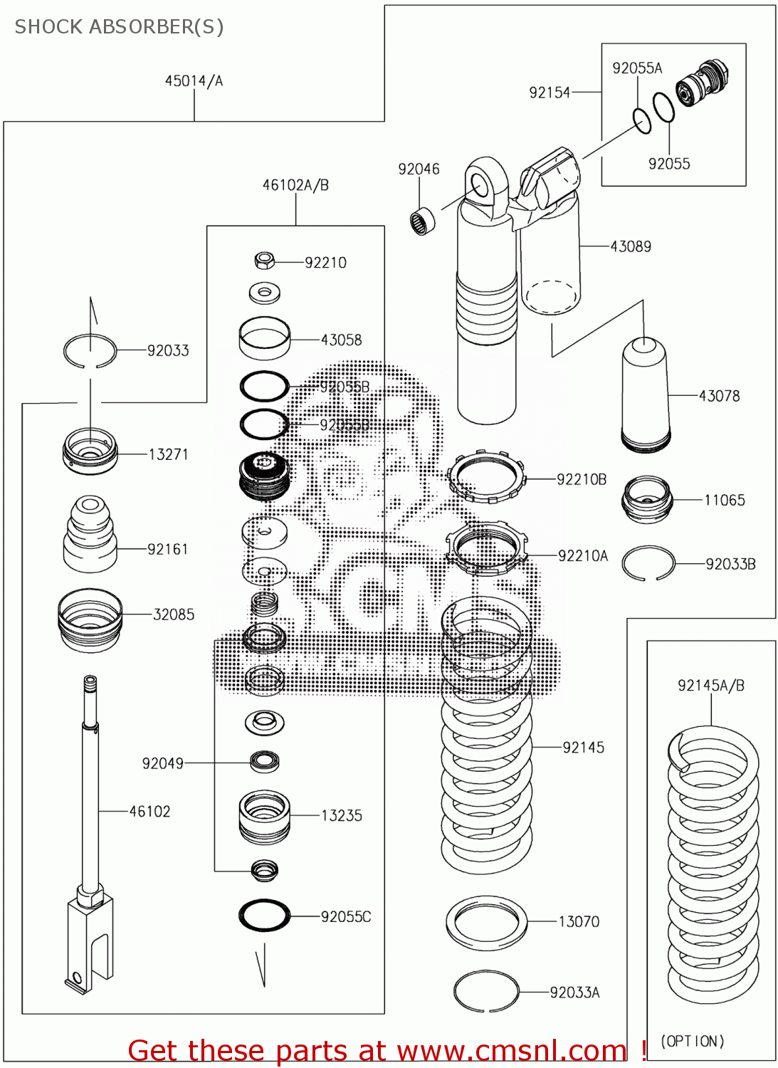 Kawasaki KX252AKF KX250 2019 EUROPE SHOCK ABSORBER(S) - buy original ...