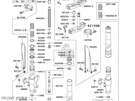 Kawasaki KX500-E13 KX500 2001 USA CANADA parts lists and schematics