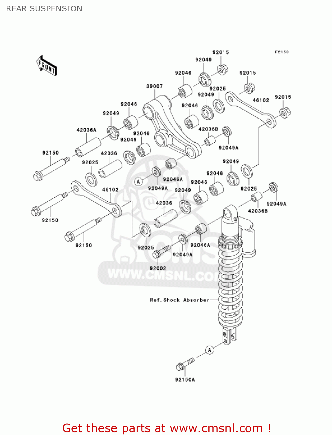 Kawasaki KX500-E13 KX500 2001 USA CANADA REAR SUSPENSION - buy original ...