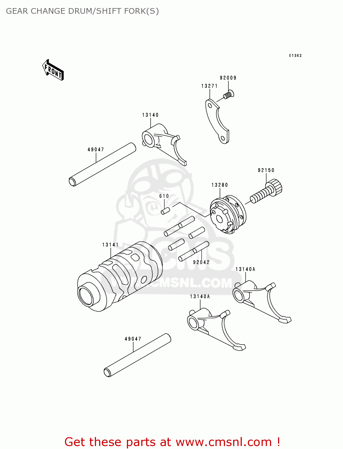 Kawasaki KX65-A1 2000 USA CANADA GEAR CHANGE DRUM/SHIFT FORK(S) - buy ...