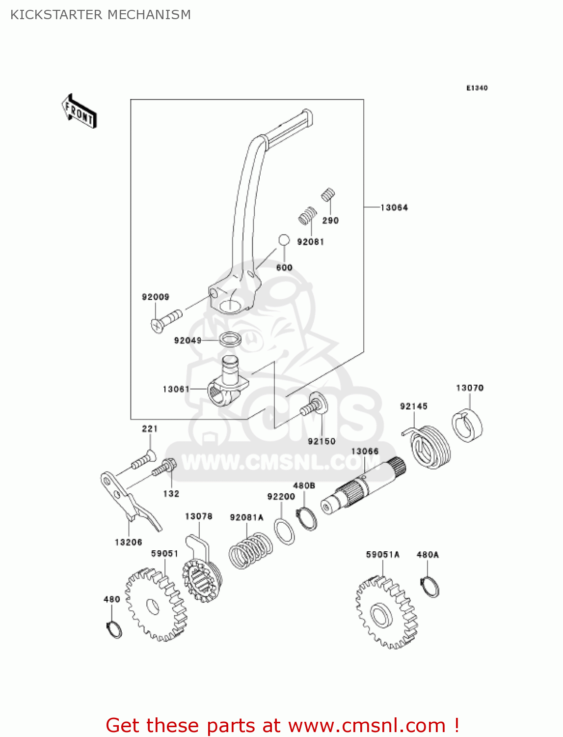 Kawasaki KX85-A5 KX85 2005 USA CANADA KICKSTARTER MECHANISM - buy ...