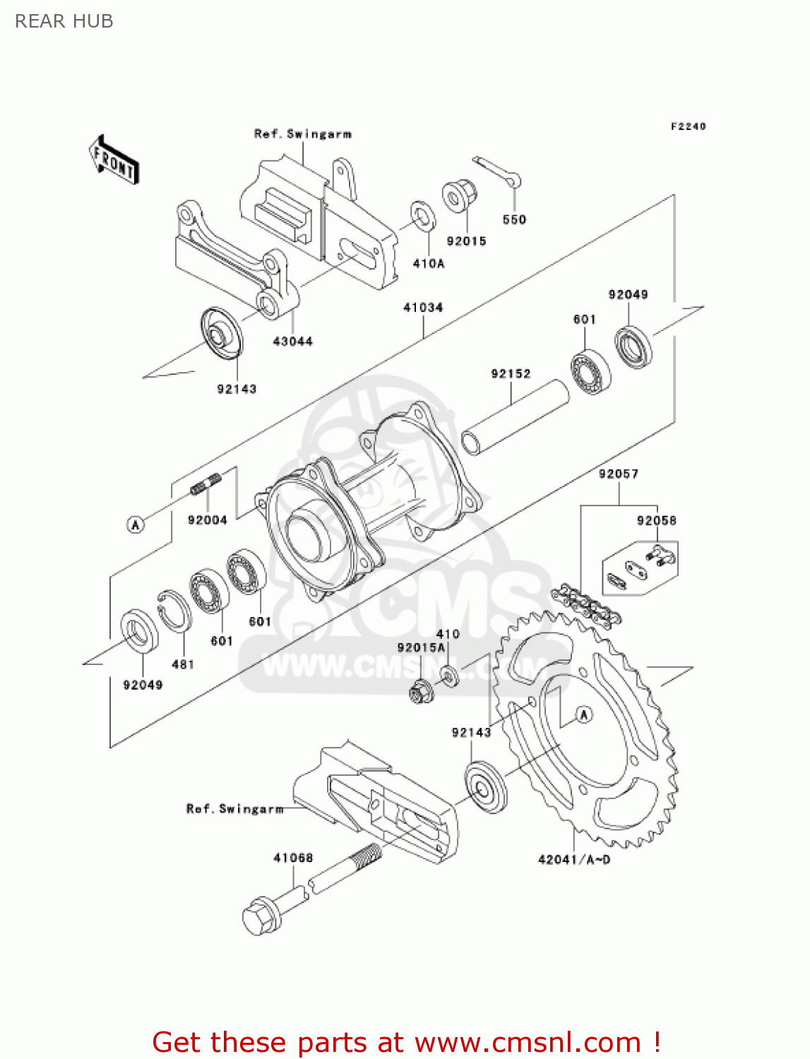 Kawasaki KX85A6F KX85 2006 USA CANADA REAR HUB - buy original REAR HUB ...