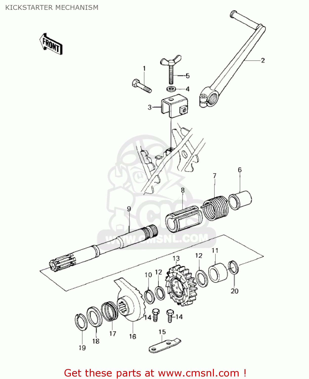 Kawasaki KZ1000E1 SHAFT 1979 CANADA KICKSTARTER MECHANISM - buy ...