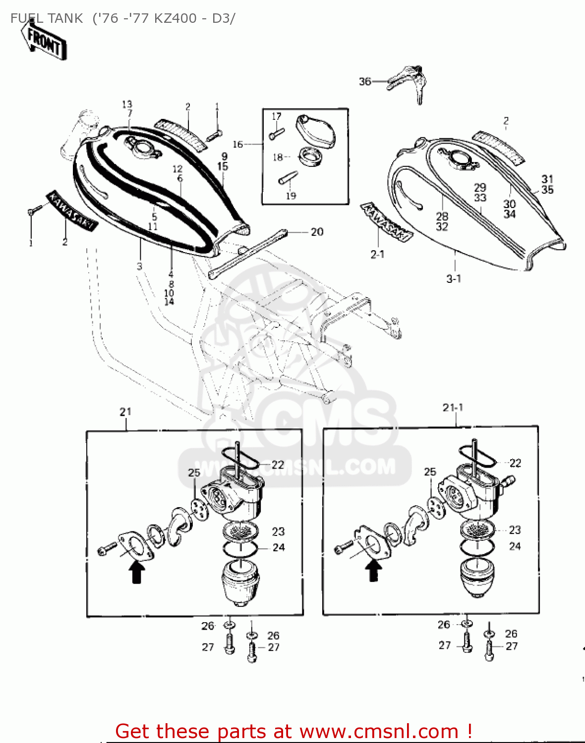 Kawasaki Kawasaki KZ400D4 1977 CANADA parts lists and schematics