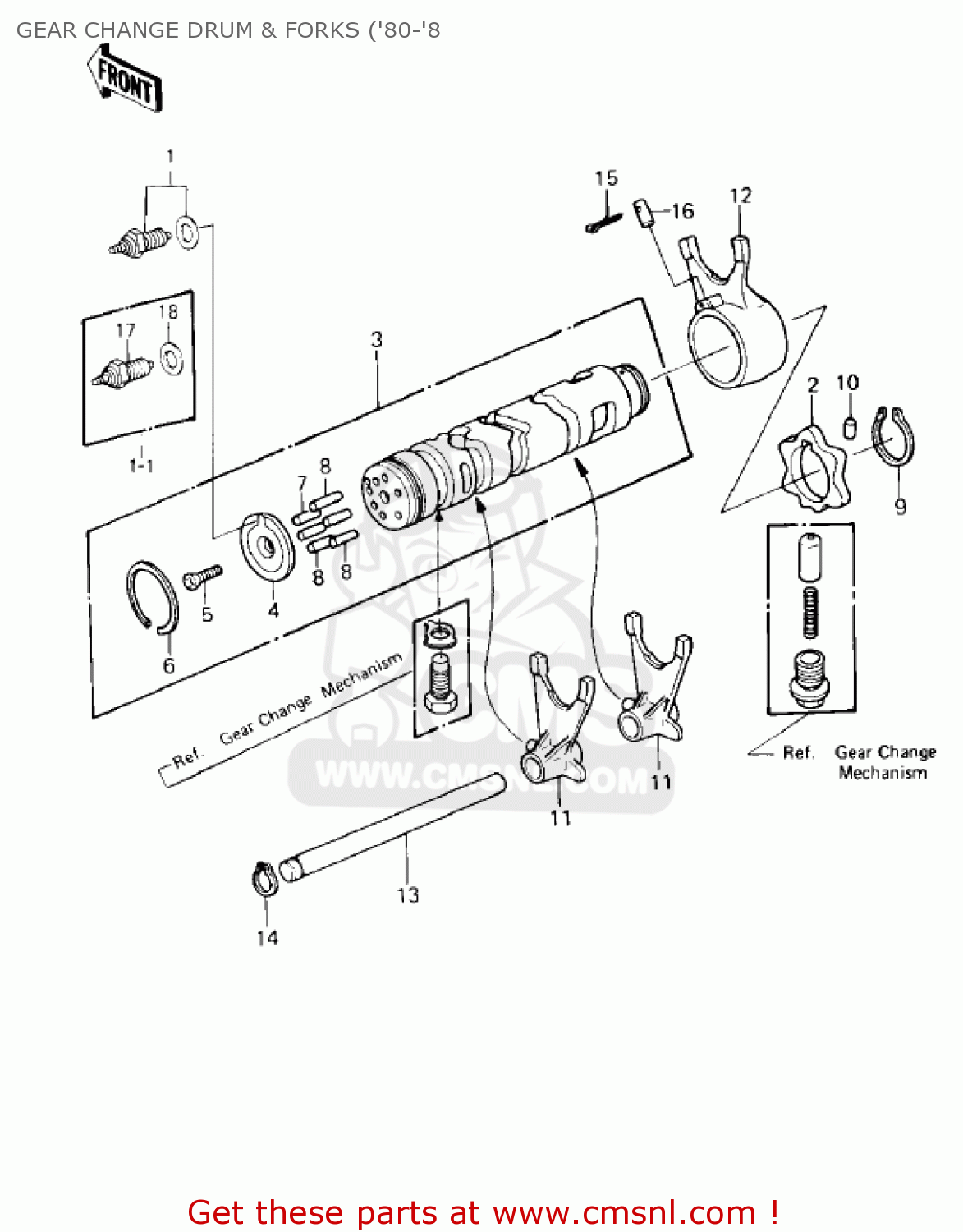 Kawasaki KZ550A3 1982 USA CANADA GEAR CHANGE DRUM & FORKS ('80-'8 - buy ...