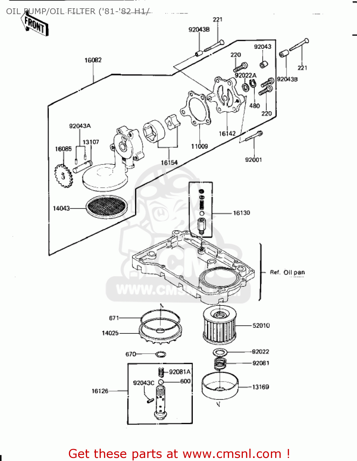 Kawasaki KZ650H2 CSR 1982 USA CANADA OIL PUMP/OIL FILTER ('81-'82 H1 ...