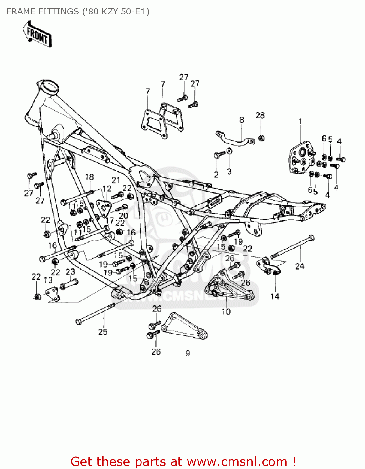 Kawasaki KZ750E2 1981 USA CANADA FRAME FITTINGS ('80 KZY 50-E1) - buy ...